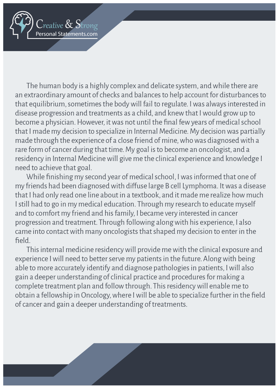 Residency Personal Statement Format